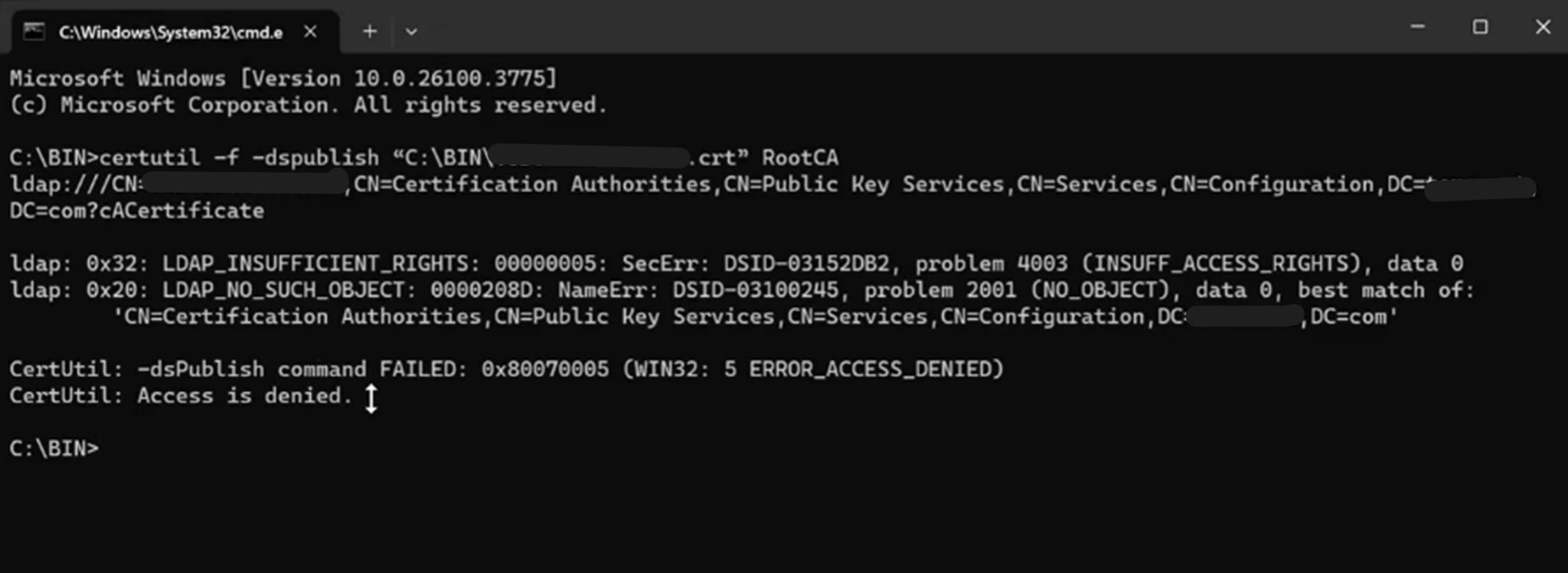 Common PKI Setup Issues: 0x80070005 (WIN32: 5 ERROR_ACCESS_DENIED) | Encryption Consulting