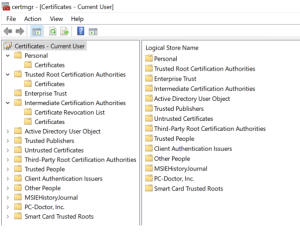 Digital Certificates - Windows Certificate Stores